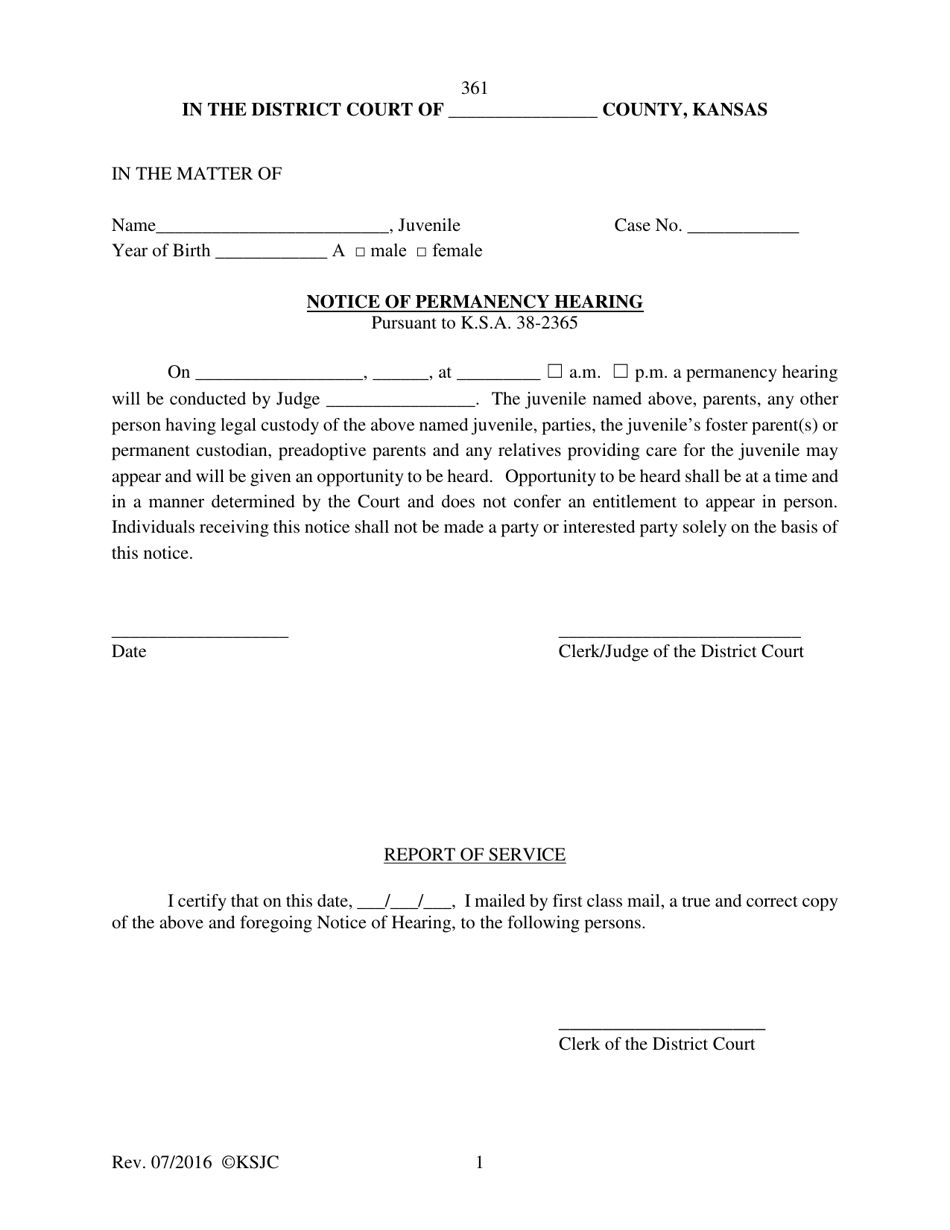 Form 361 - Fill Out, Sign Online and Download Printable PDF, Kansas ...