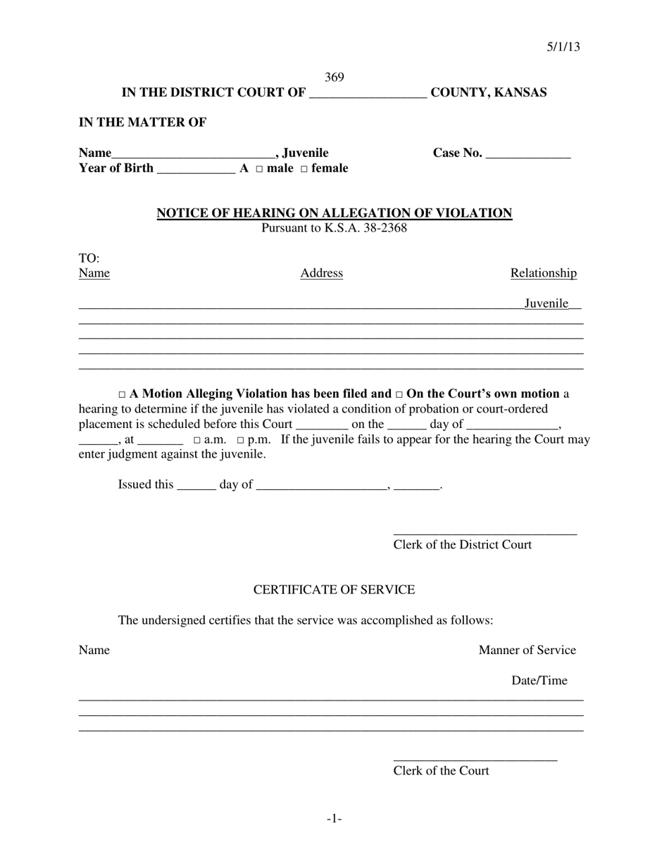 Form 369 - Fill Out, Sign Online and Download Printable PDF, Kansas ...