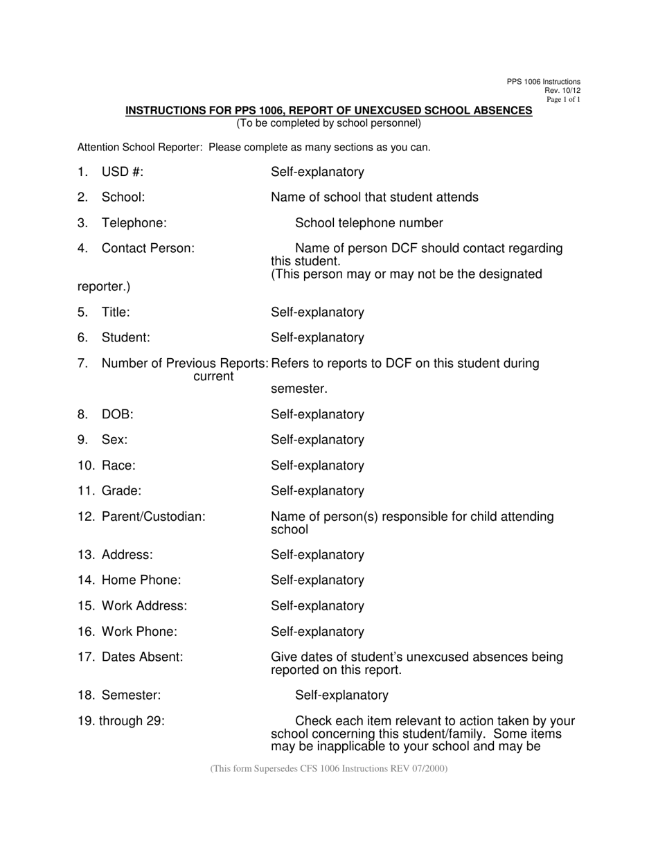 Download Instructions for Form PPS1006 Report of Unexcused School ...