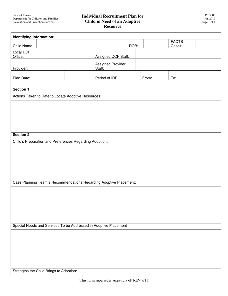 Form PPS5305 - Fill Out, Sign Online and Download Printable PDF, Kansas ...