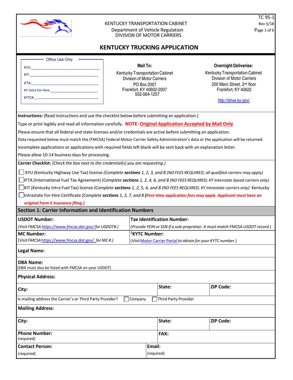 Form TC95-1 - Fill Out, Sign Online and Download Printable PDF ...