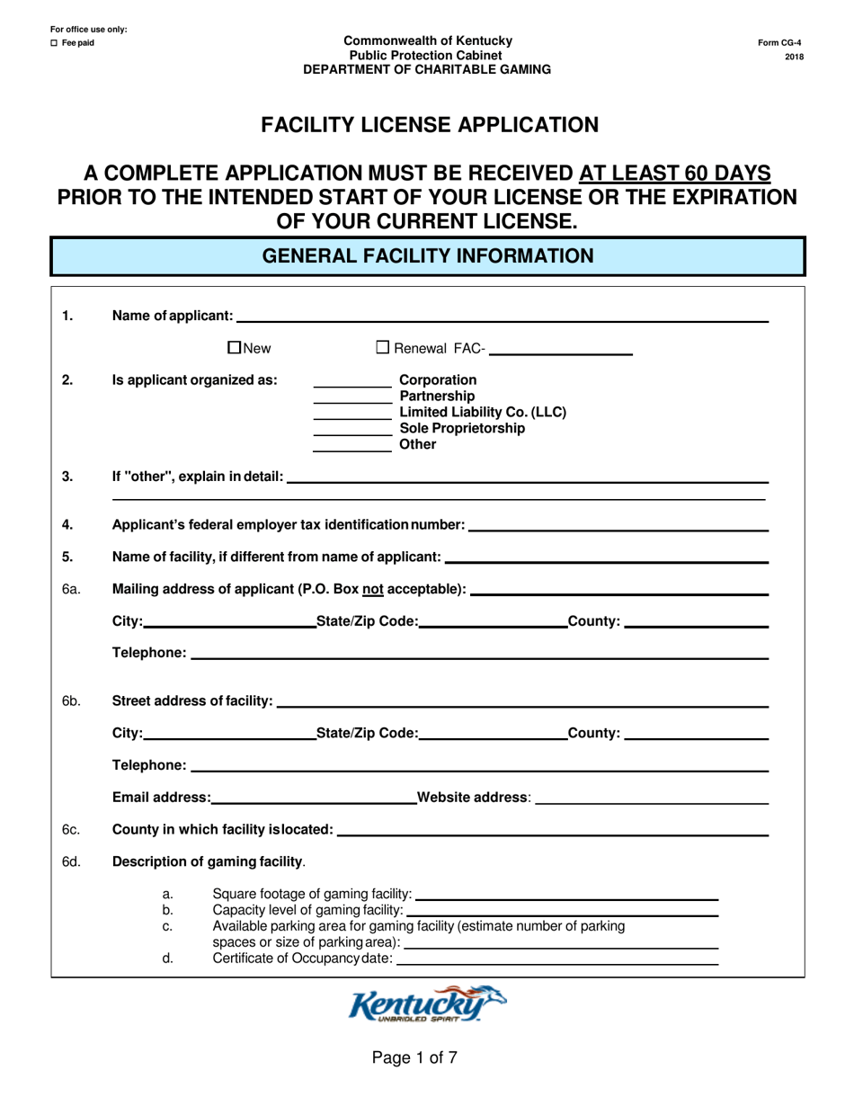 Form CG-4 - Fill Out, Sign Online and Download Printable PDF, Kentucky ...