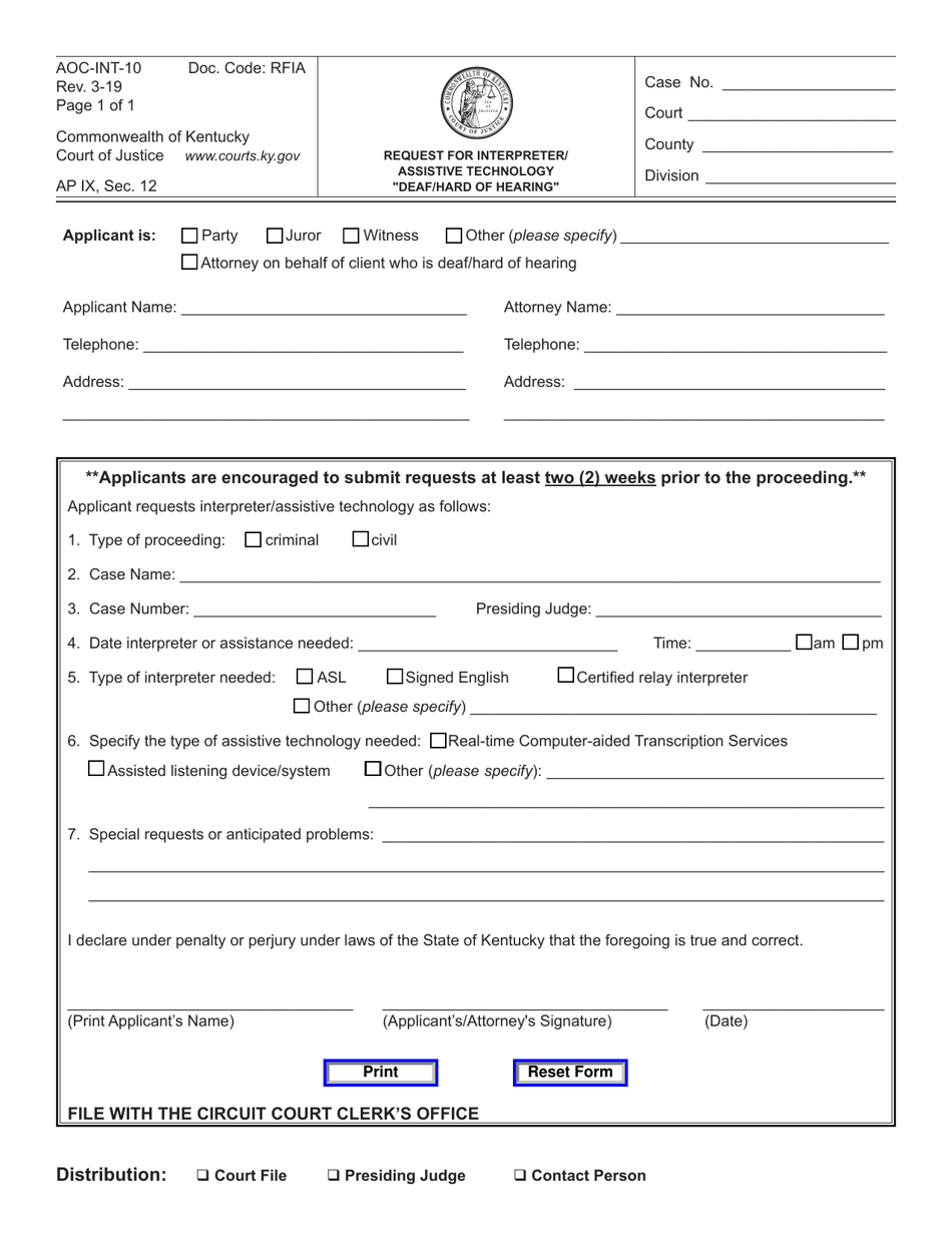 Form AOC-INT-10 - Fill Out, Sign Online and Download Fillable PDF ...