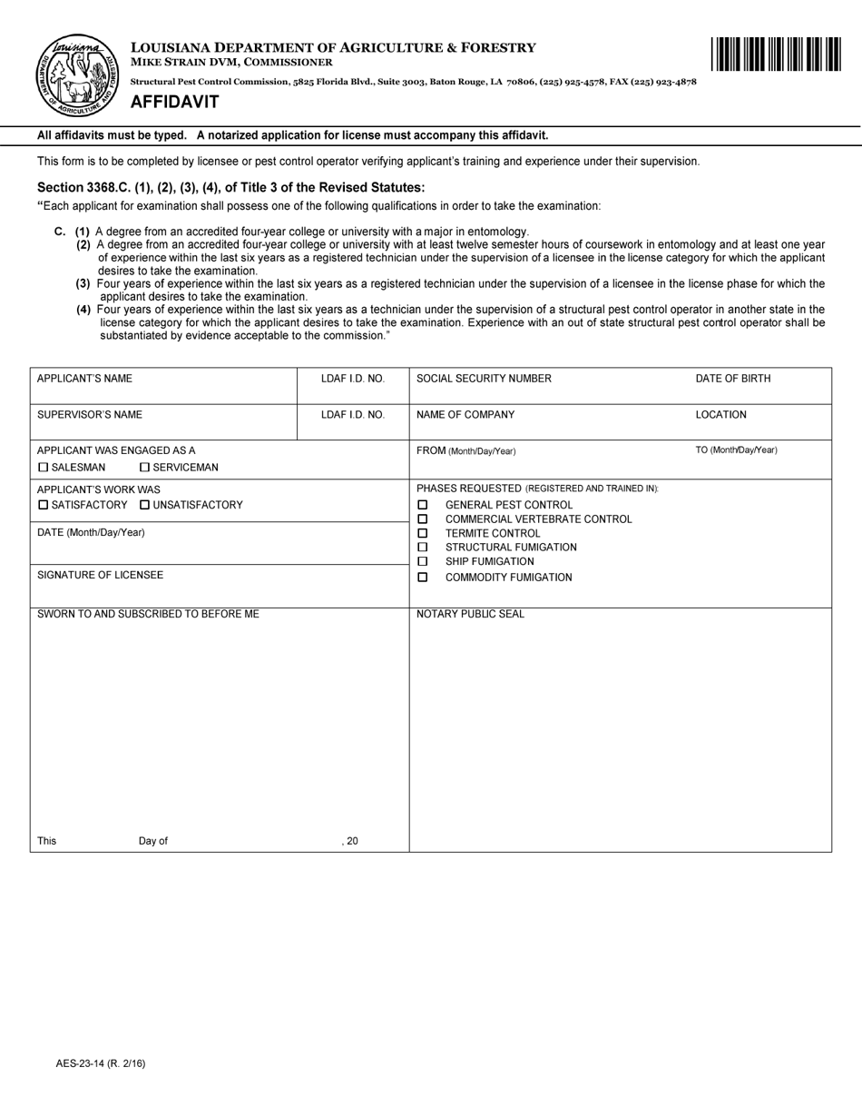 Form AES-23-14 - Fill Out, Sign Online and Download Printable PDF ...