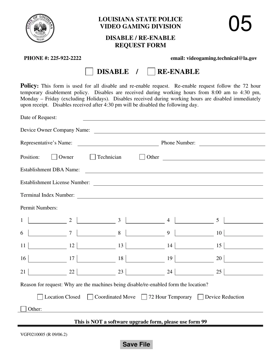 Form VGF0210005 - Fill Out, Sign Online and Download Fillable PDF ... Form VGF0210005 - Fill Out, Sign Online and Download Fillable PDF ...