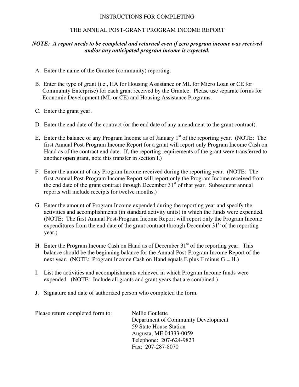 Download Instructions for Annual Post-grant Program Income Report PDF ...