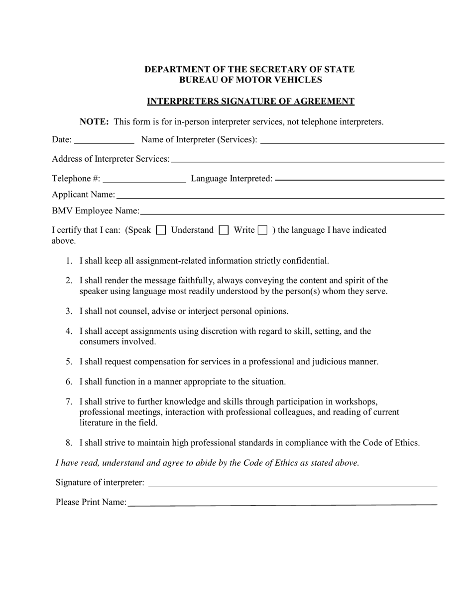 Maine Interpreters Signature of Agreement - Fill Out, Sign Online and ...