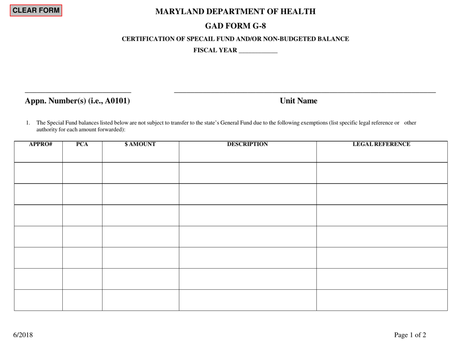 Form G-8 - Fill Out, Sign Online and Download Fillable PDF, Maryland ...