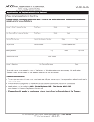 Form VR-021 Download Fillable PDF or Fill Online Application for ...