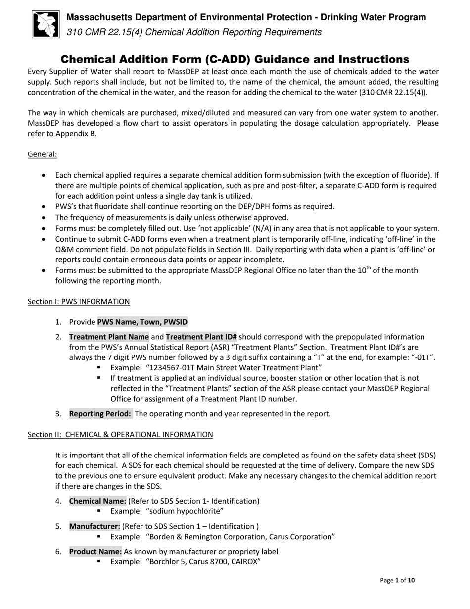 Download Instructions for Form C-ADD Chemical Addition Form PDF ...