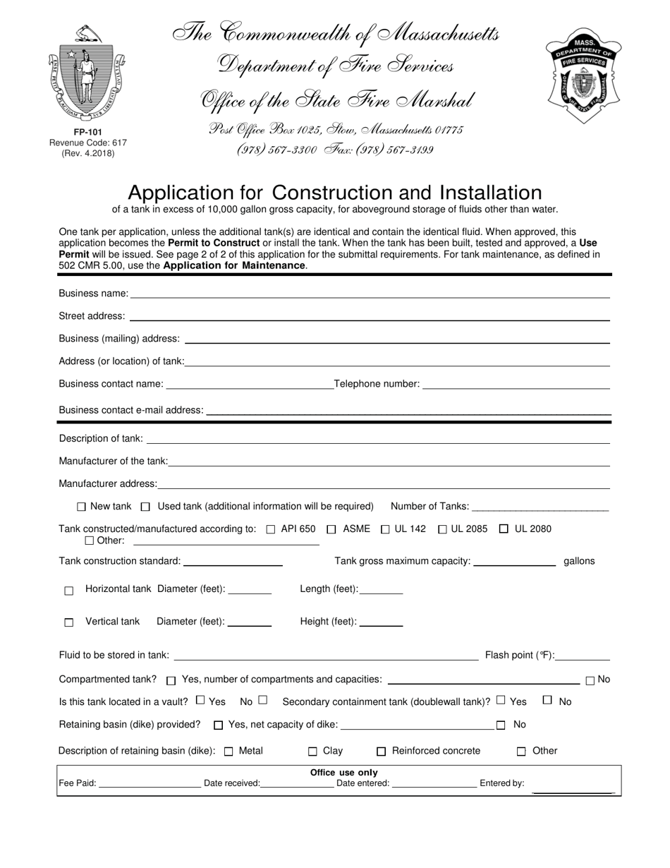 Form FP-101 Download Printable PDF or Fill Online Application for ...