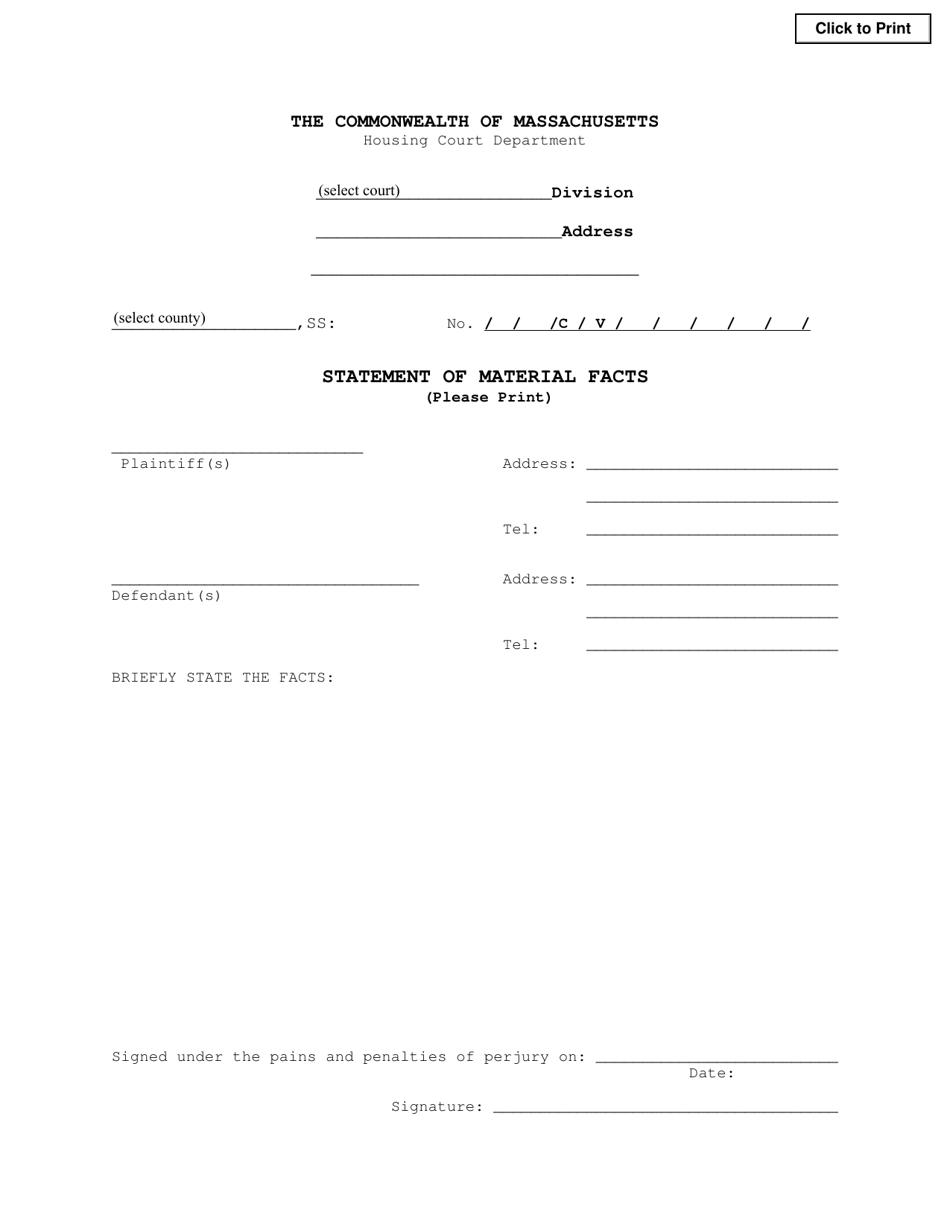 Massachusetts Statement of Material Facts - Fill Out, Sign Online and ...