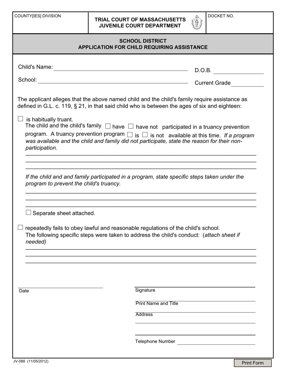 Form JV-088 - Fill Out, Sign Online and Download Fillable PDF ...