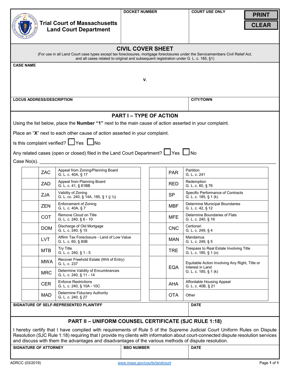 Massachusetts Civil Cover Sheet - Fill Out, Sign Online and Download ...