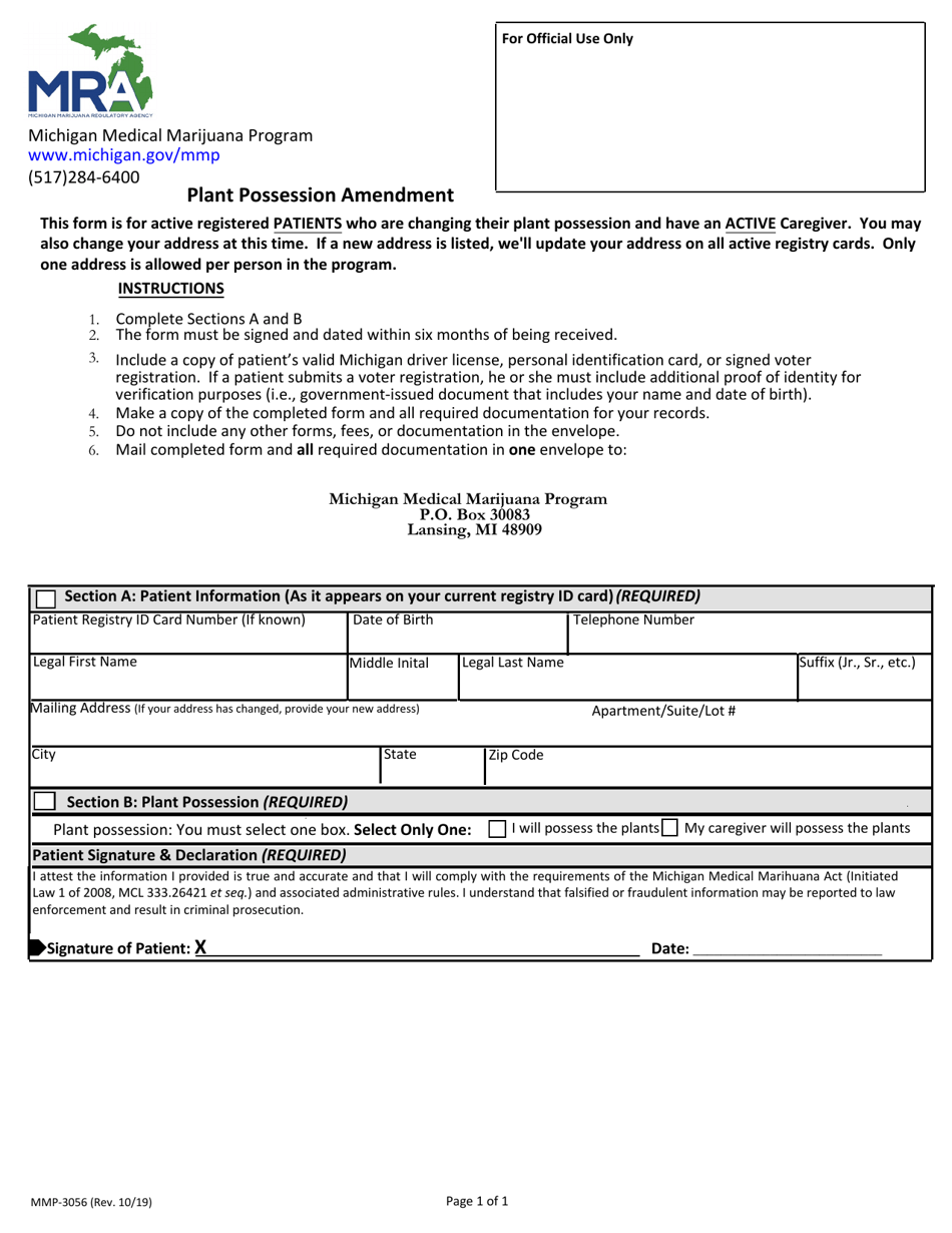 Form MMP-3056 - Fill Out, Sign Online and Download Fillable PDF, Michigan | Templateroller