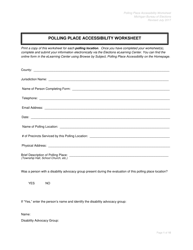 Michigan Polling Place Accessibility Worksheet - Fill Out, Sign Online ...