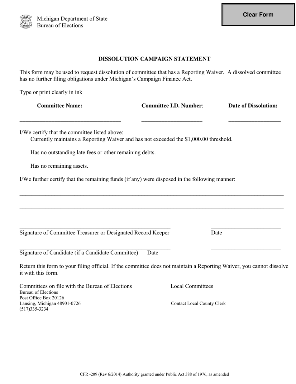 Form CFR-209 - Fill Out, Sign Online and Download Fillable PDF ...
