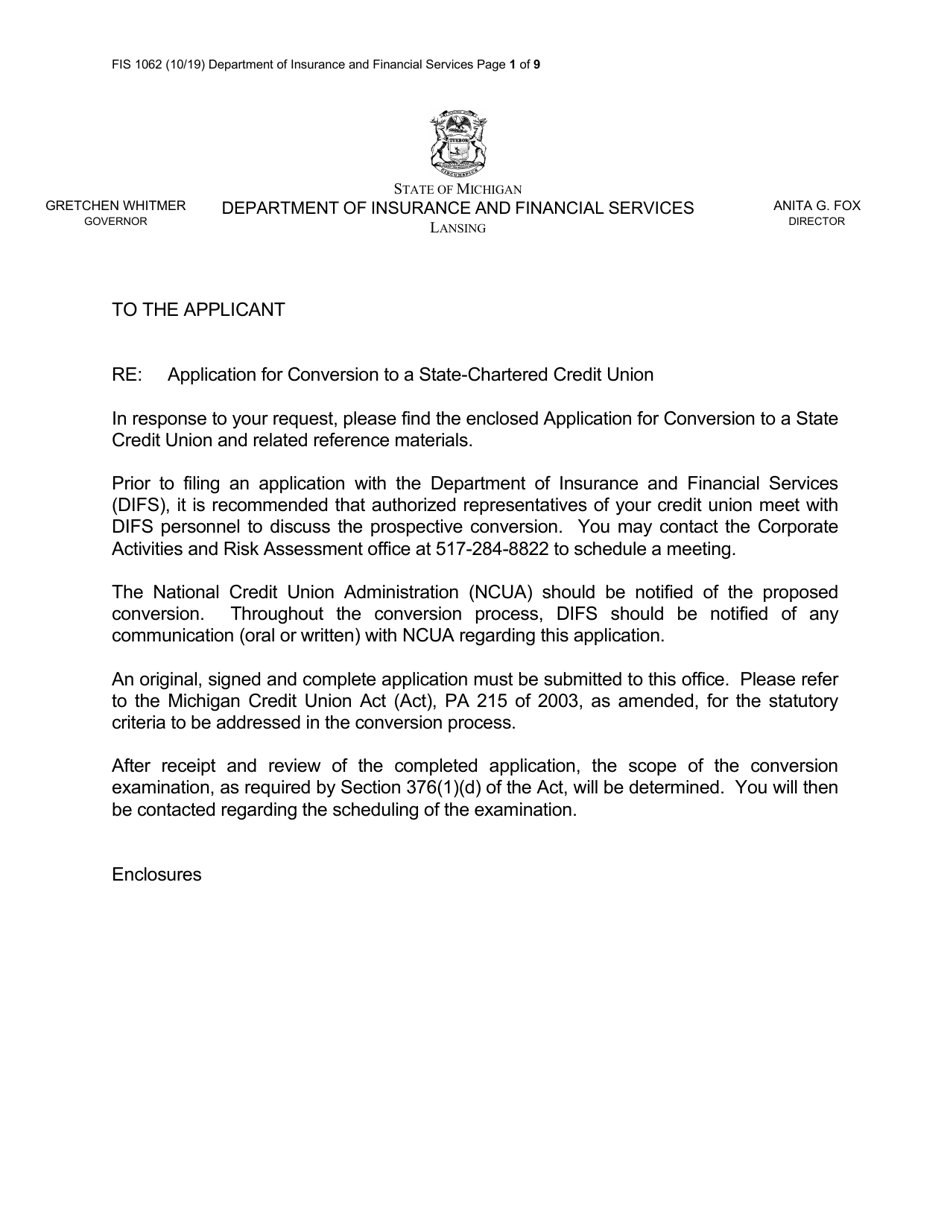 Form FIS1062 Download Fillable PDF or Fill Online Application for ...