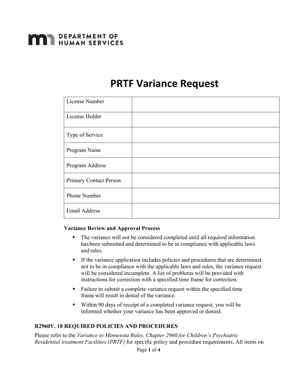 Minnesota Prtf Variance Request - Fill Out, Sign Online and Download ...