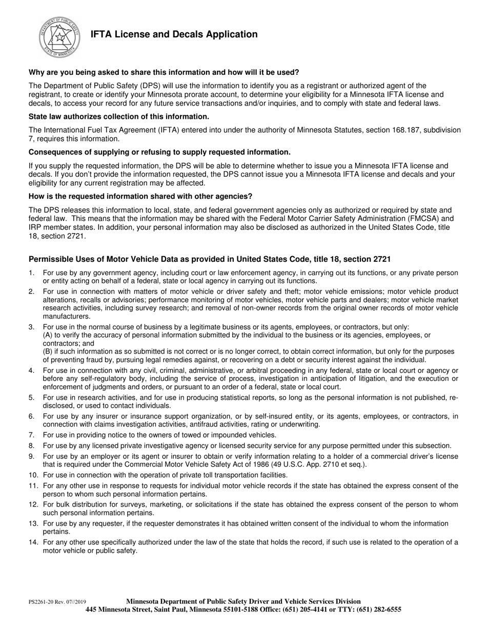 Form PS2261-20 - Fill Out, Sign Online and Download Printable PDF ...