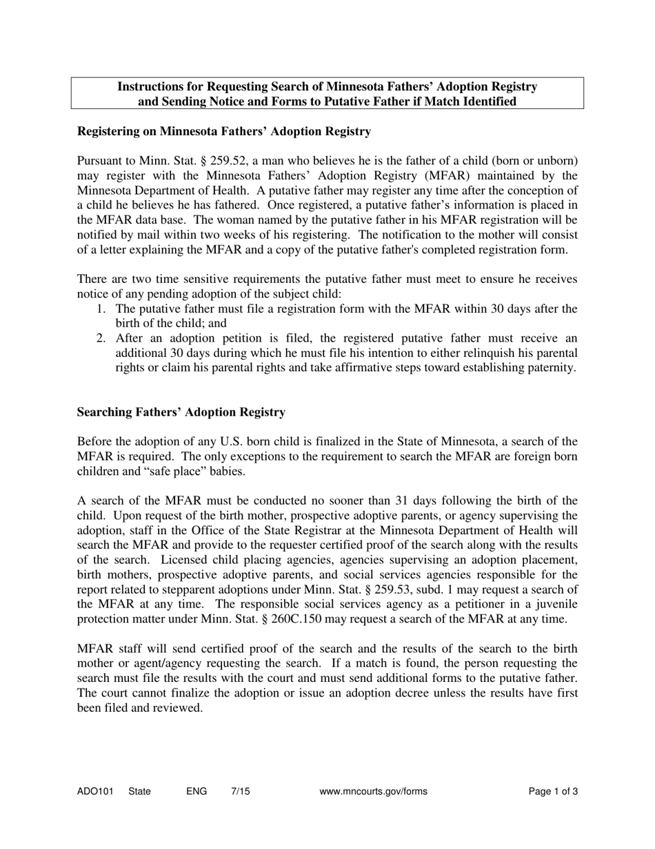 Form ADO101 - Fill Out, Sign Online and Download Printable PDF ...