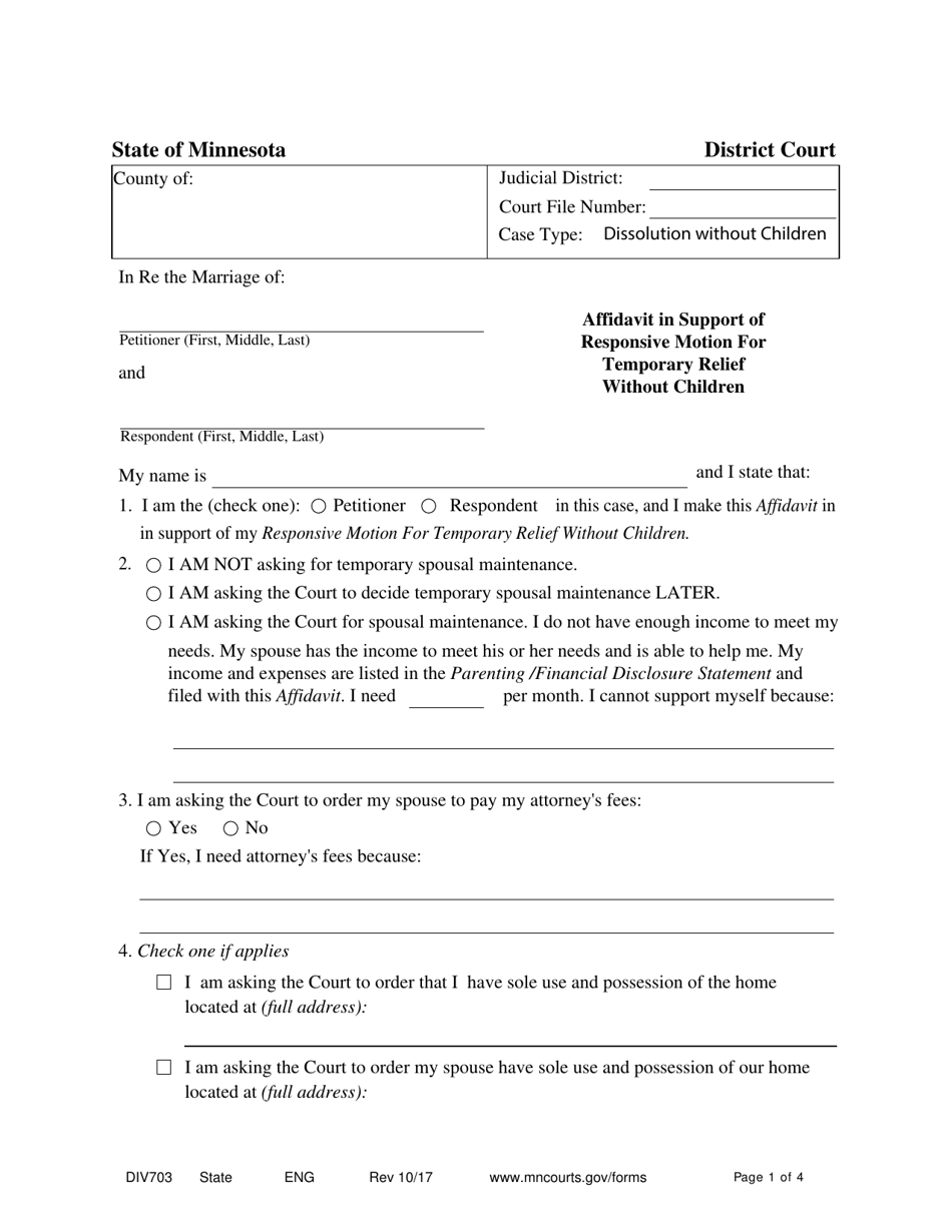 Form DIV703 - Fill Out, Sign Online and Download Printable PDF ...