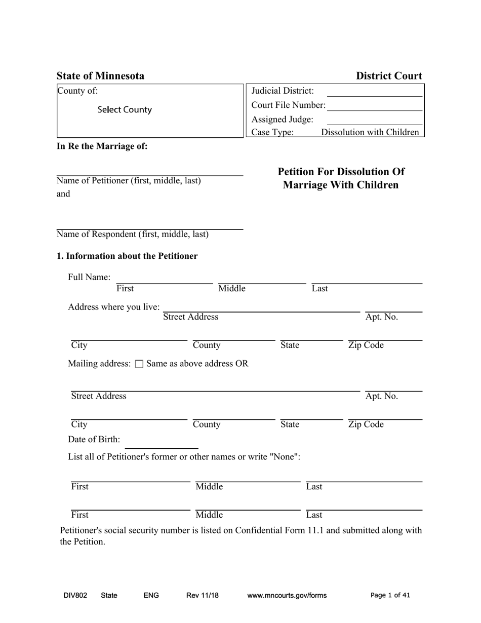 Form DIV802 - Fill Out, Sign Online and Download Fillable PDF ...