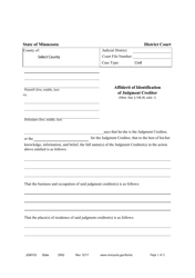 Form JGM103 Download Fillable PDF or Fill Online Affidavit of Identification of Judgment ...