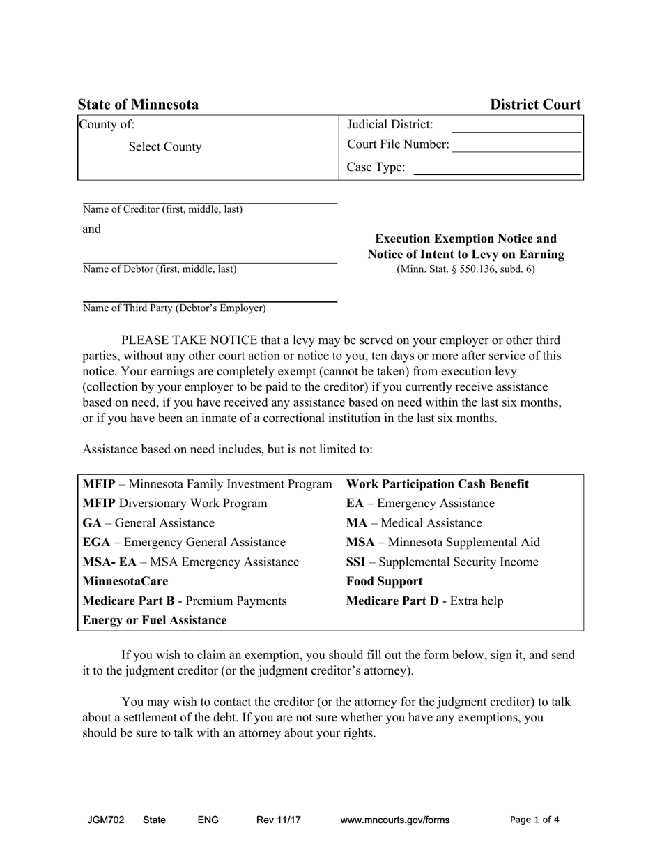 Form JGM702 - Fill Out, Sign Online and Download Fillable PDF ...
