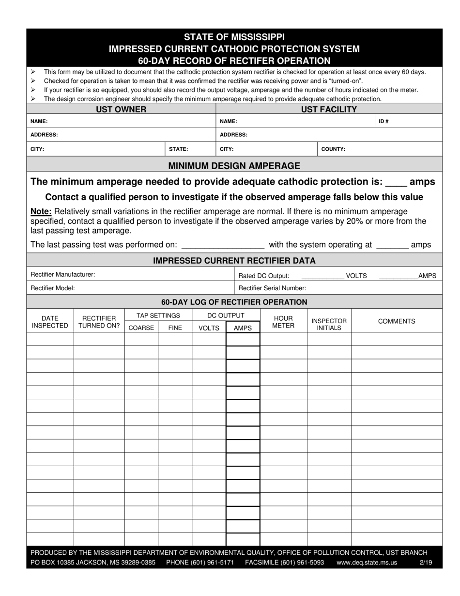 Mississippi Impressed Current Cathodic Protection System 60-day Record ...