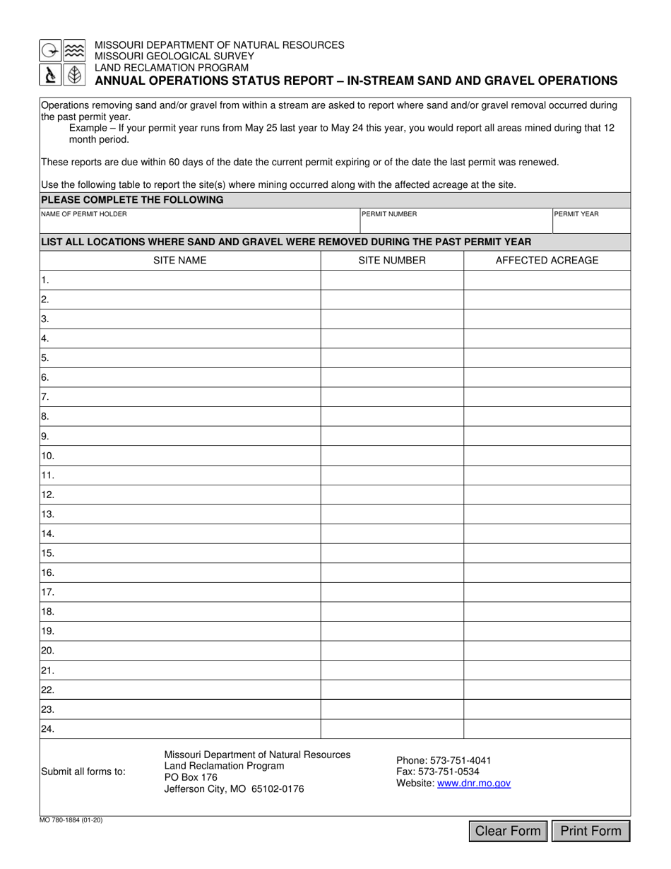 Form MO780-1884 Download Fillable PDF or Fill Online Annual Operations ...