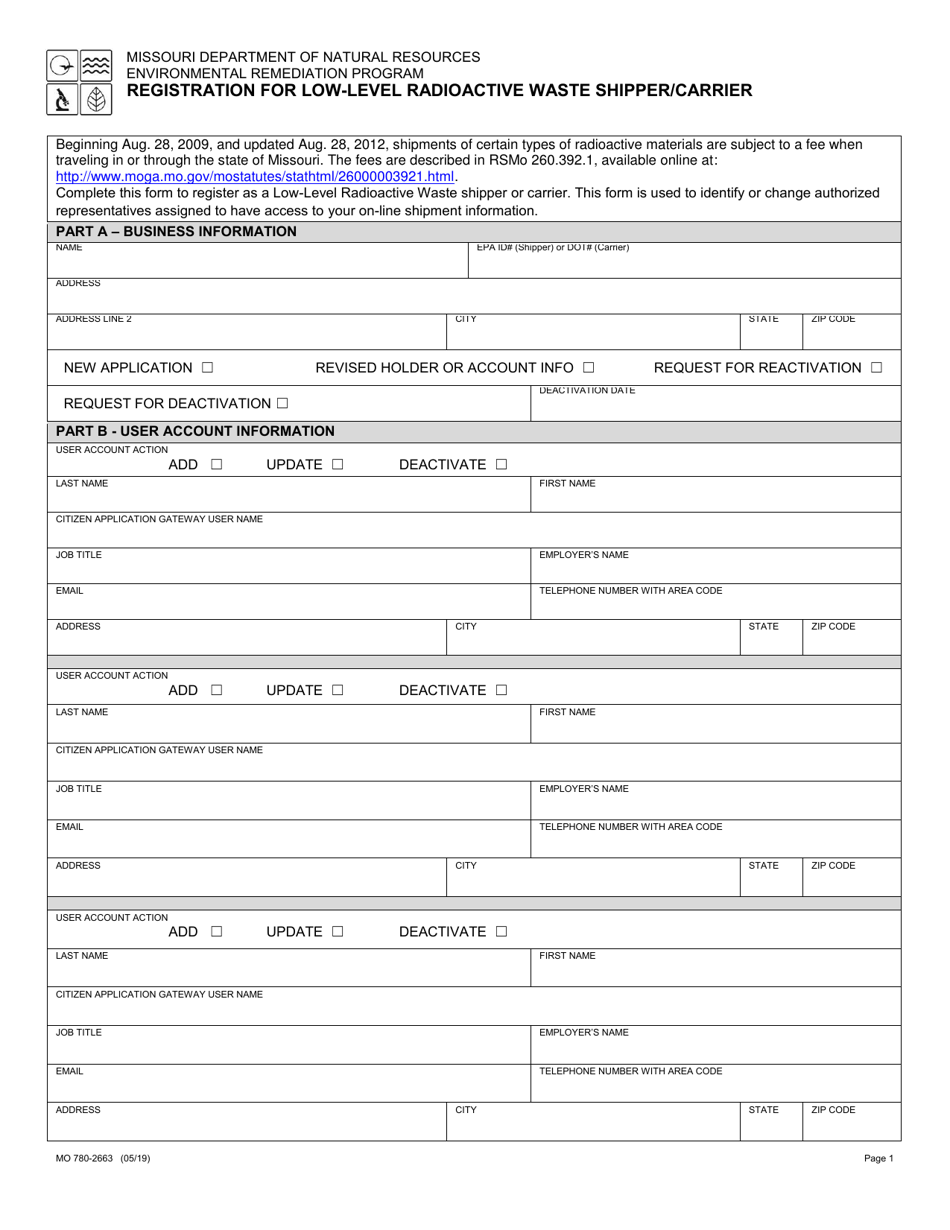 Form MO780-2663 Download Fillable PDF or Fill Online Registration for ...