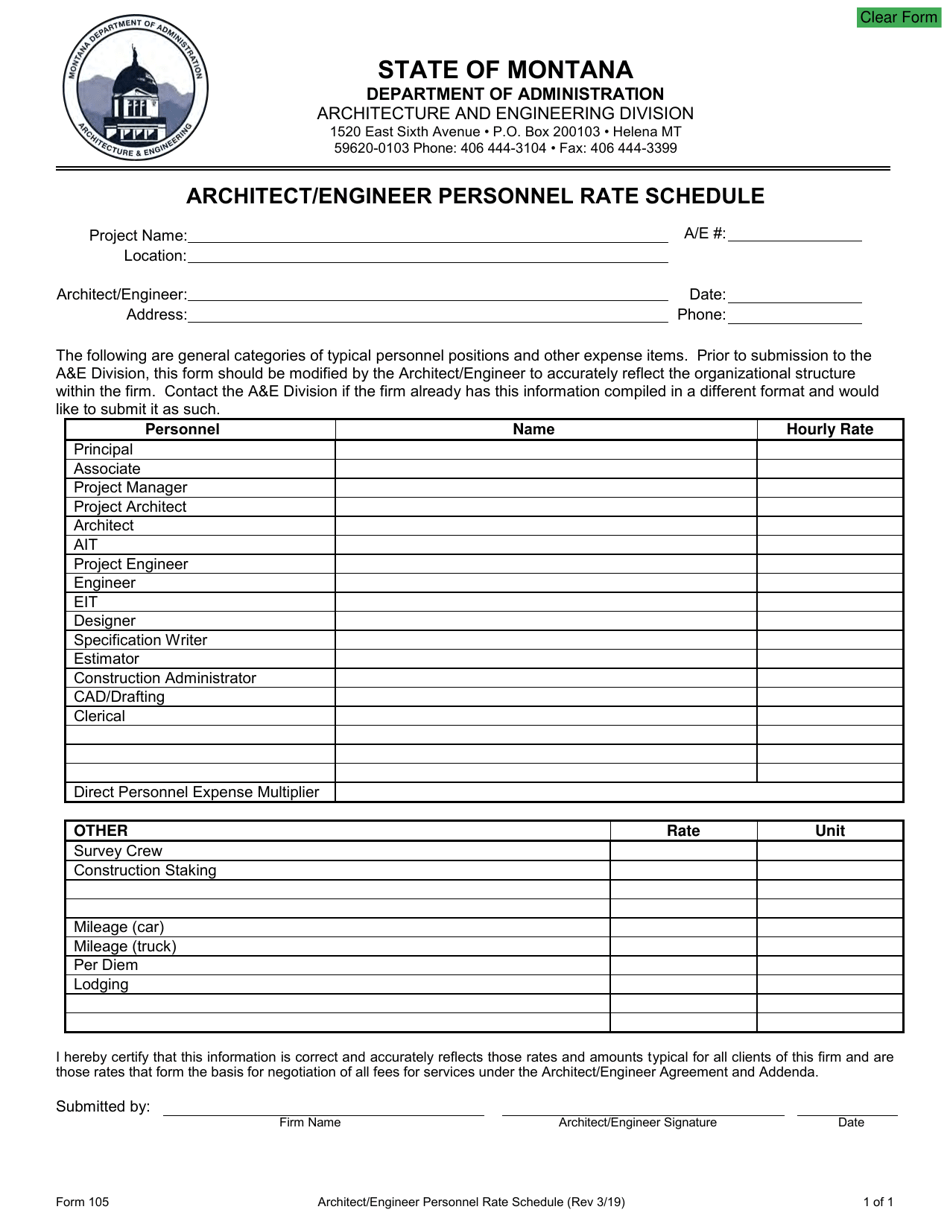 Form 105 Download Fillable PDF or Fill Online Architect/Engineer ...
