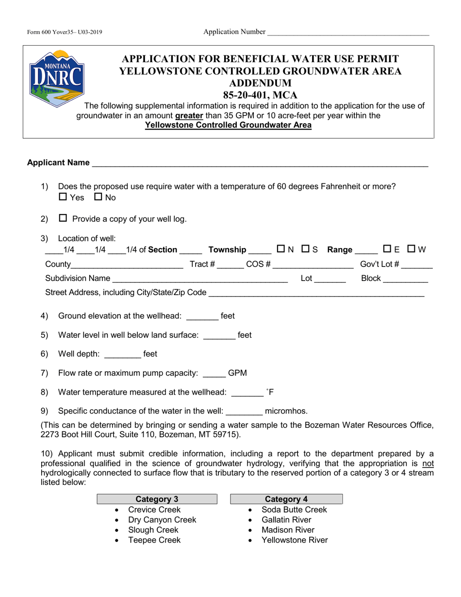 Form 600 - Fill Out, Sign Online and Download Fillable PDF, Montana ...