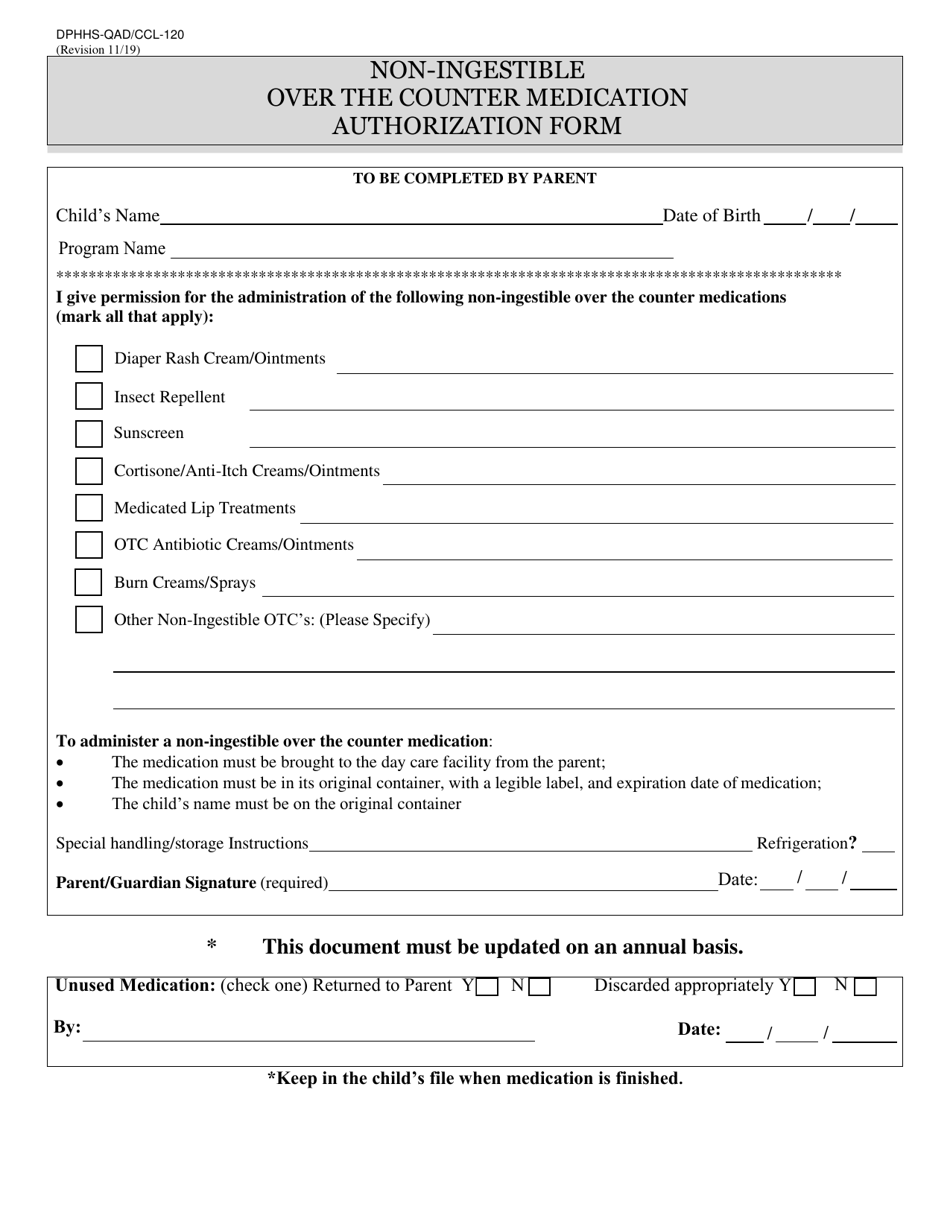 Form DPHHS-QAD/CCL-120 Download Fillable PDF or Fill Online Non ...