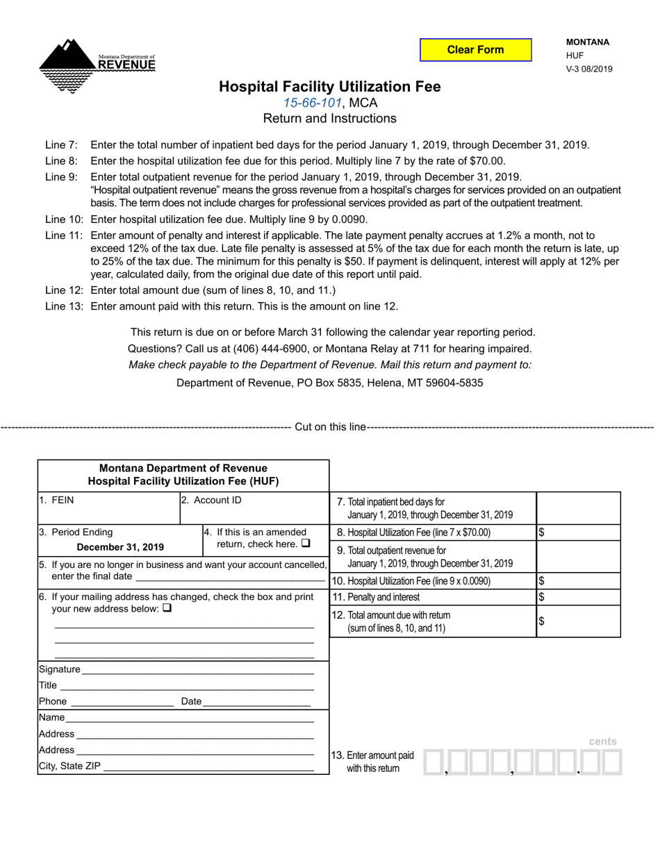 Form HUF - Fill Out, Sign Online and Download Fillable PDF, Montana ...