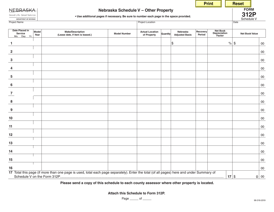 Form 312P Schedule V - Fill Out, Sign Online and Download Fillable PDF ...