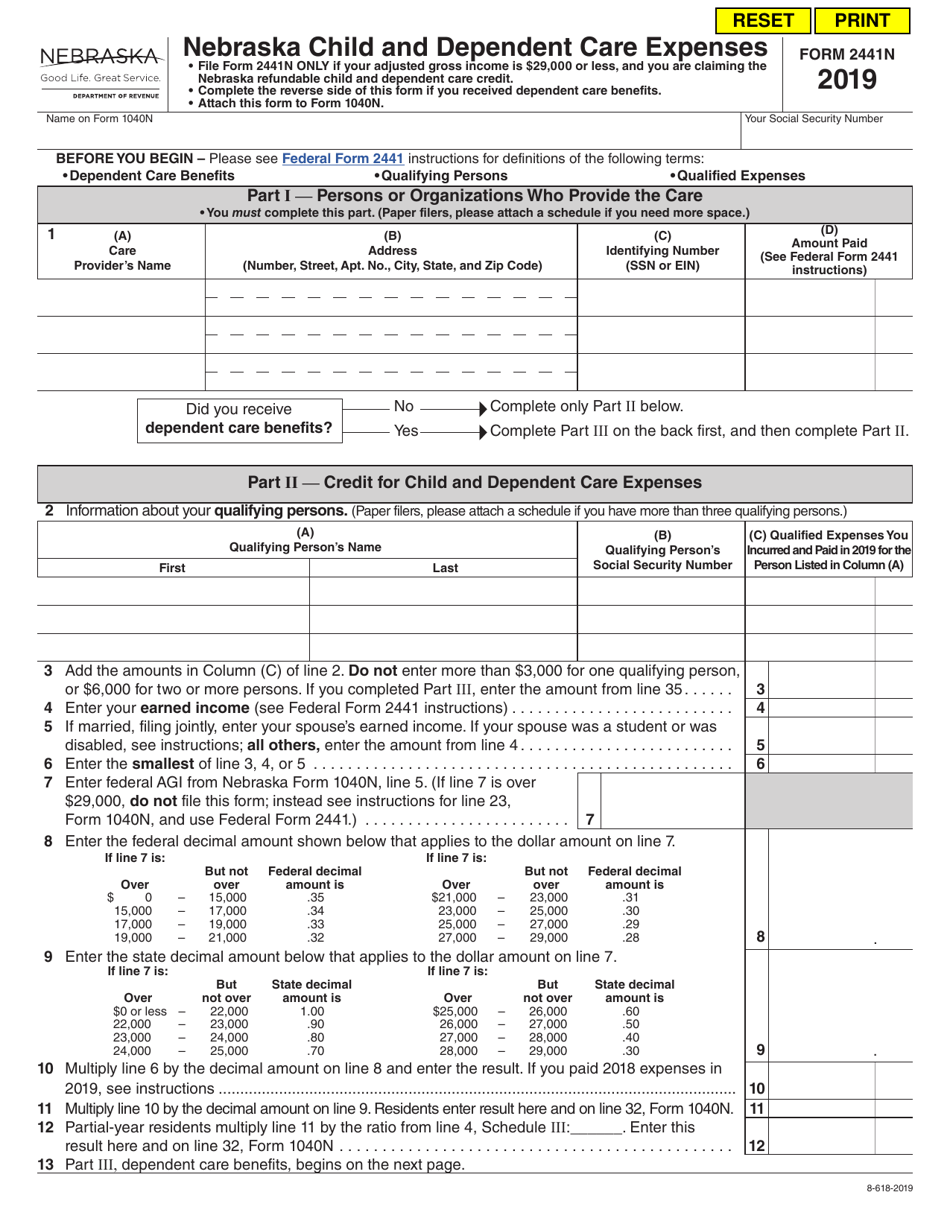 Form 2441N - 2019 - Fill Out, Sign Online and Download Fillable PDF ...