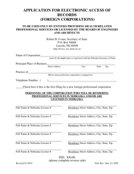 Nebraska Application for Electronic Access of Records Download Fillable PDF | Templateroller