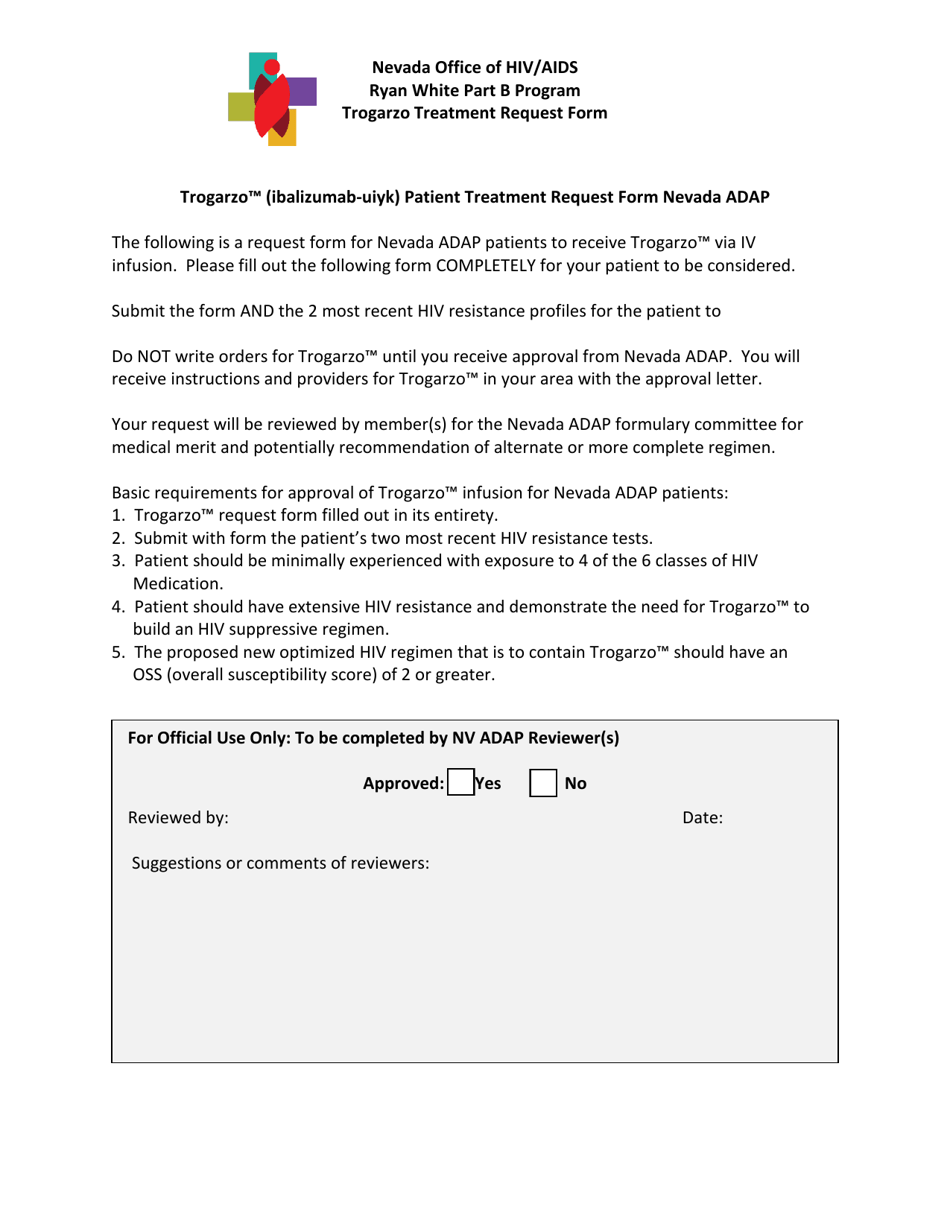 Nevada Trogarzo Treatment Request Form - Fill Out, Sign Online and ...