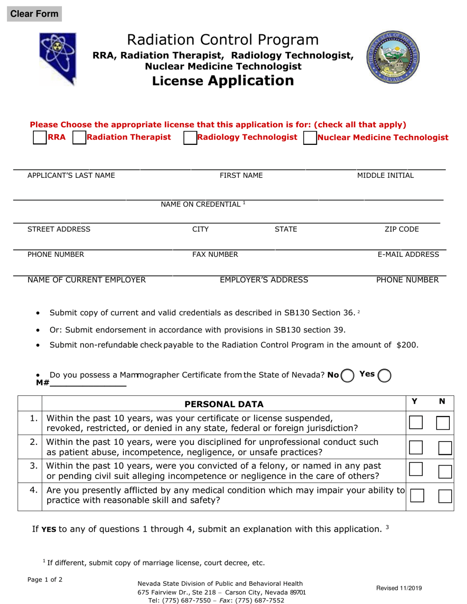 Nevada Radiation Control Program License Application - Fill Out, Sign ...
