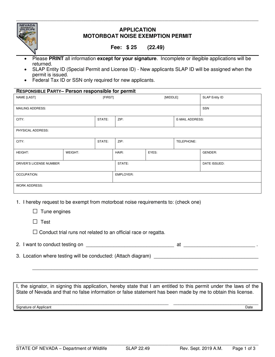 Form SLAP22.49 Download Printable PDF or Fill Online Motorboat Noise ...