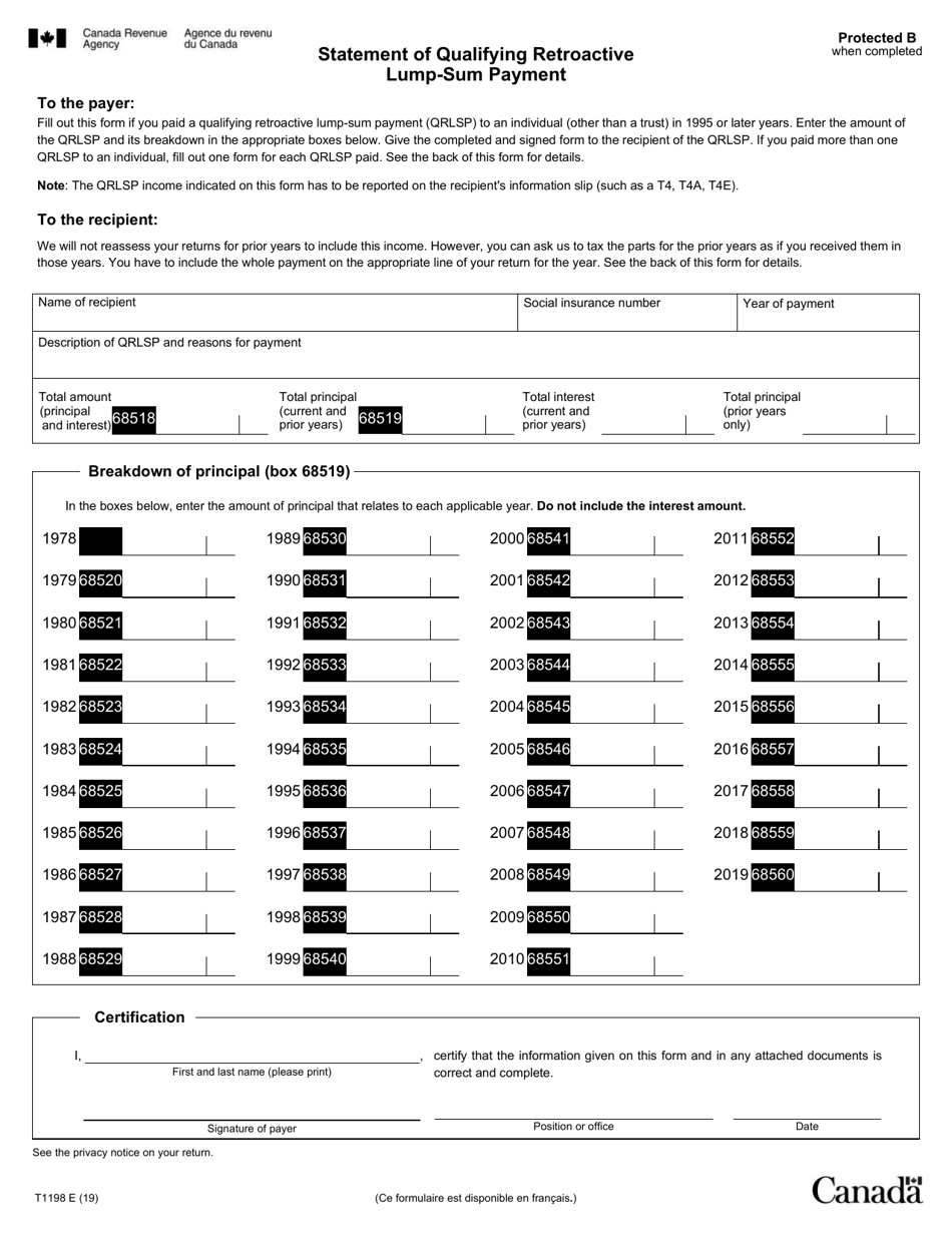 Form T1198 - Fill Out, Sign Online and Download Fillable PDF, Canada ...