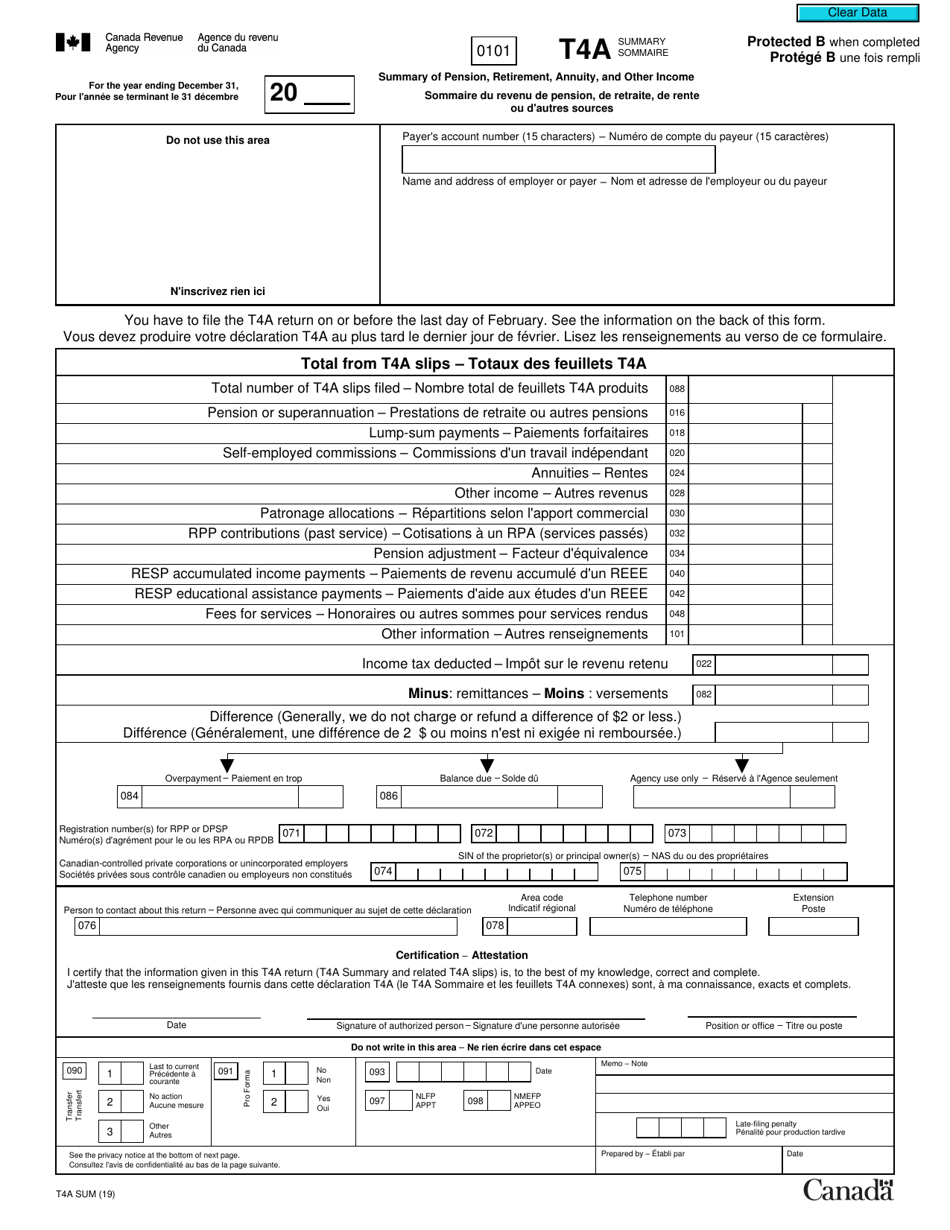 Printable T4a Forms - Printable Forms Free Online