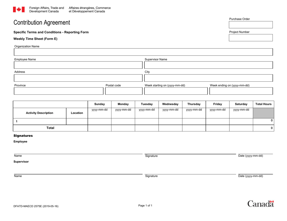 Form E (DFATD-MAECD2575) - Fill Out, Sign Online and Download Fillable ...