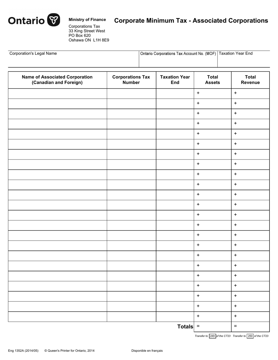 Form 1352A - Fill Out, Sign Online and Download Printable PDF, Ontario ...