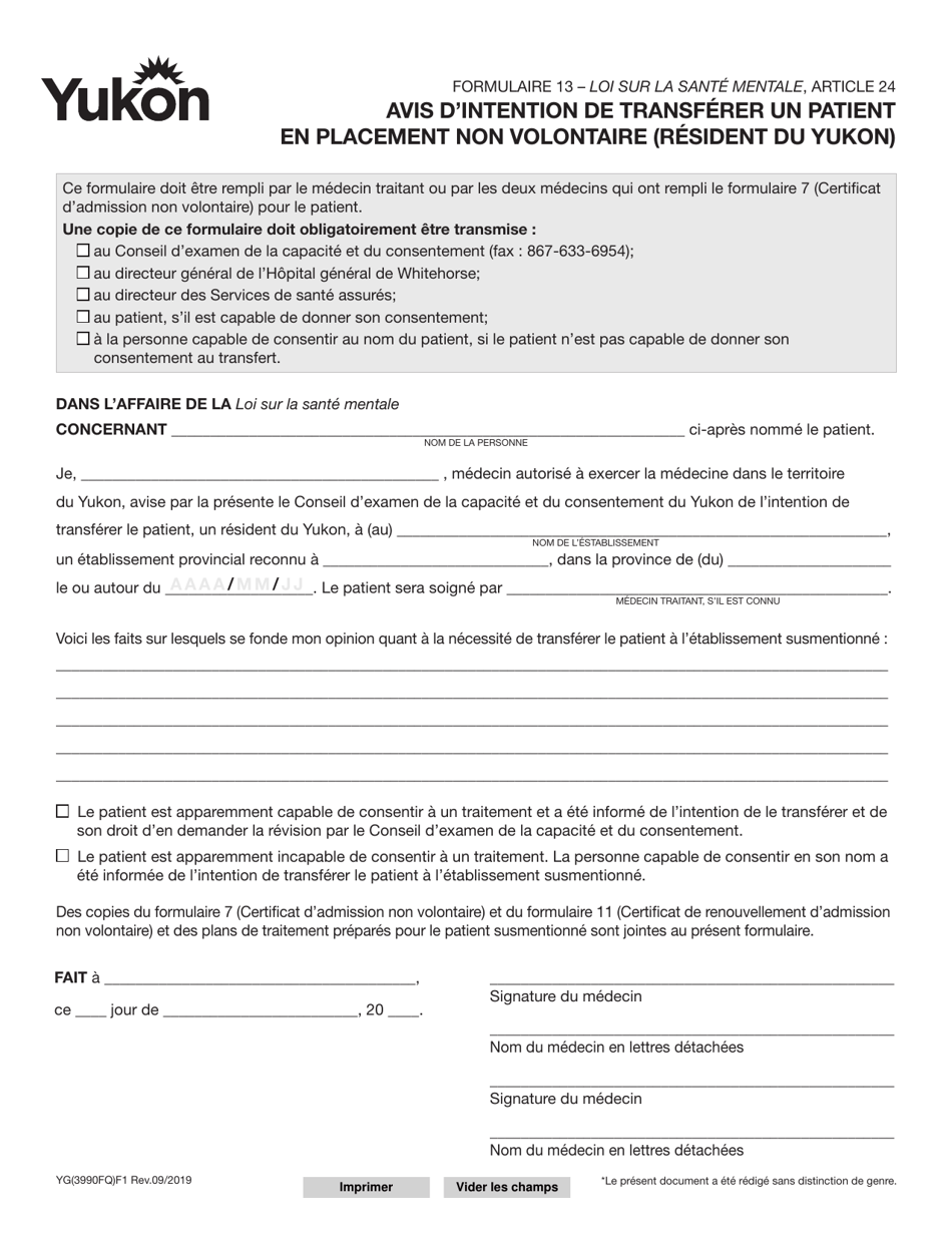 Forme 13 (YG3990) - Fill Out, Sign Online and Download Fillable PDF ...