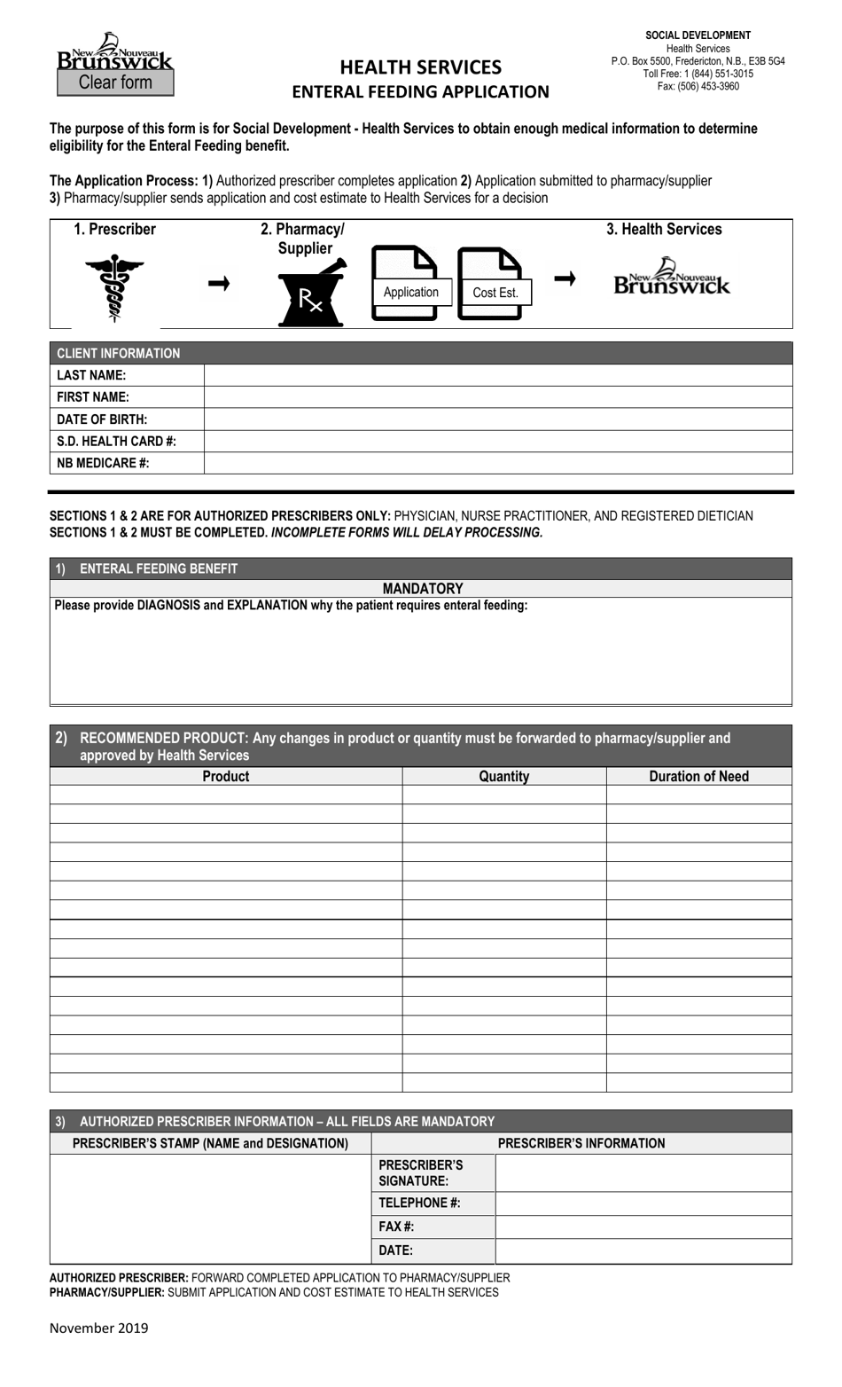 New Brunswick Canada Enteral Feeding Application Fill Out Sign new-brunswick-canada-enteral-feeding-application-fill-out-sign