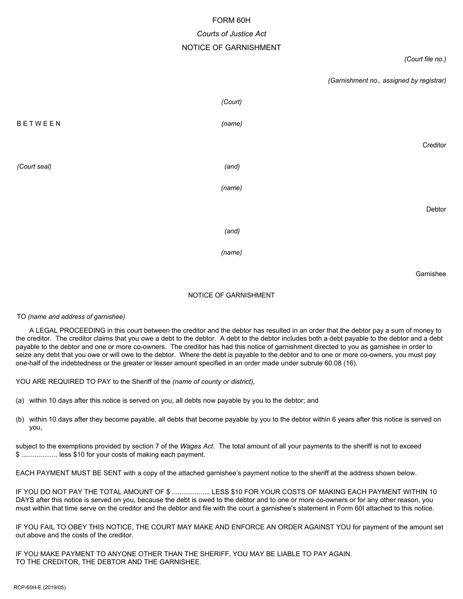 Form 60H - Fill Out, Sign Online and Download Printable PDF, Ontario Canada | Templateroller