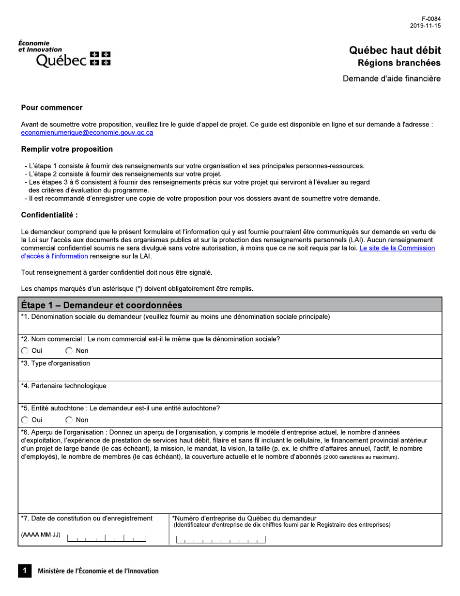 Forme F-0084 - Fill Out, Sign Online and Download Fillable PDF, Quebec ...